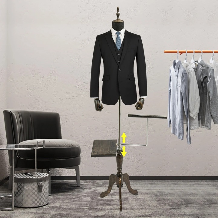 Manechin masculin, jumatate de corp, inaltime reglabila, negru - eMAG.ro