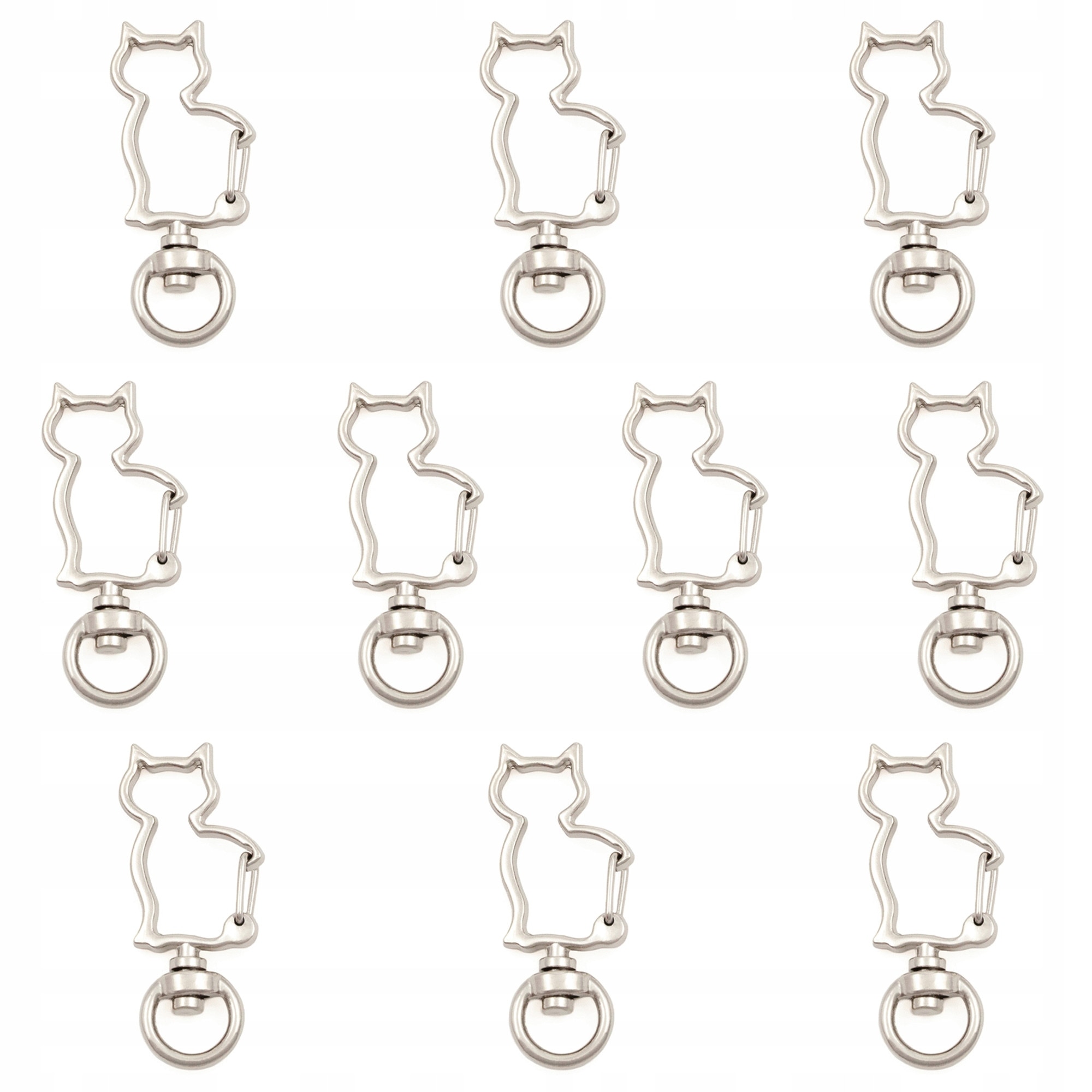 Set 10 carlige snap, DIYQueen, forma pisica, argintiu, 41mm - eMAG.ro