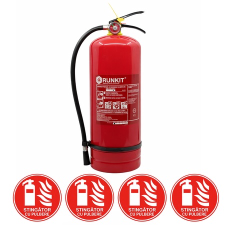 Extinctor Stingator cu pulbere P6, 6kg, manometru, suport de prindere ...