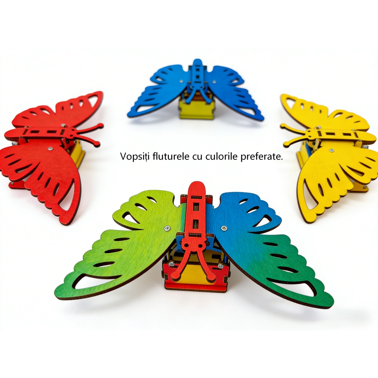 Kit lemn STEM, fluture biomimetic, 22x15x2cm, pentru copii - eMAG.ro
