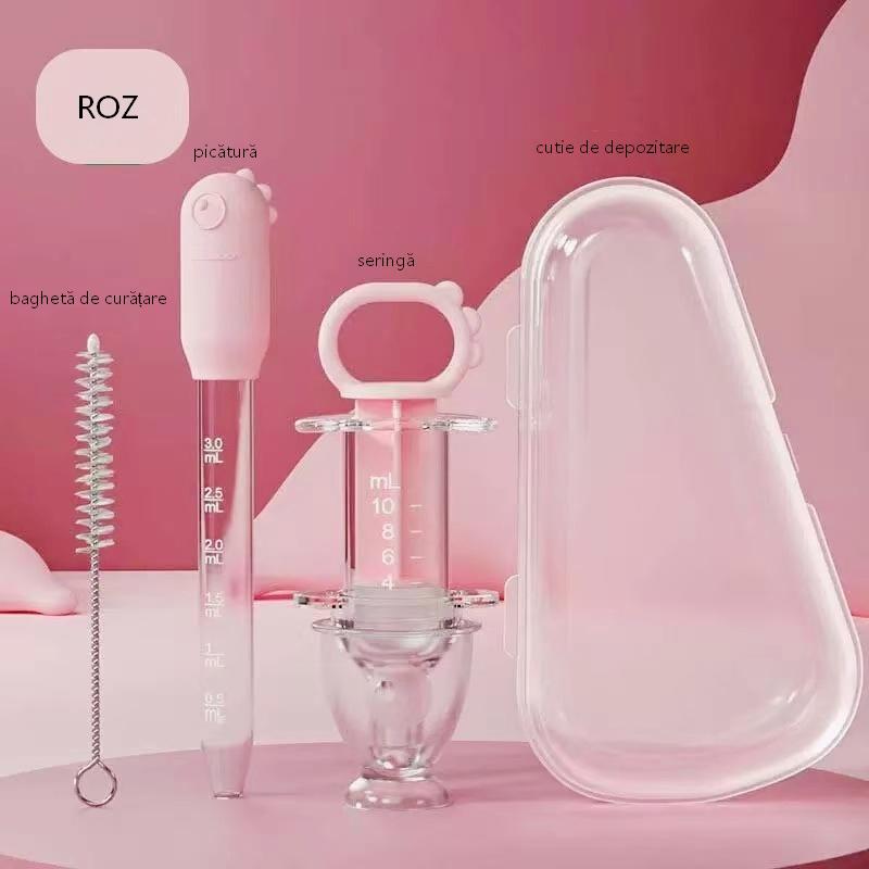 Set dozator medicamente pentru bebelusi, din silicon, seringa 10ml si ...