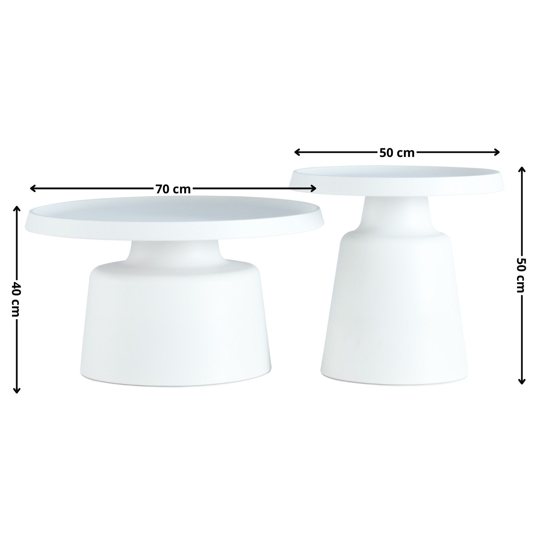 Set de mese LEMOS, 2 mese rotunde, alb, 70x40cm si 50x50cm - eMAG.ro