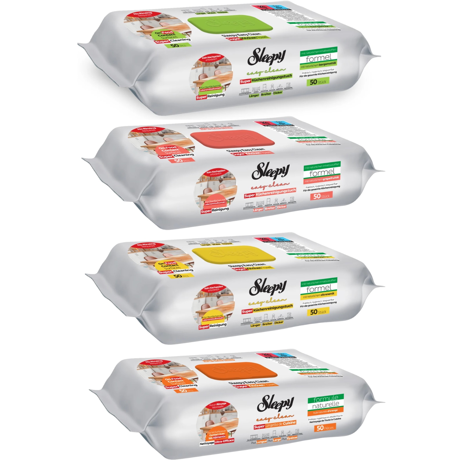 Set Servetele Umede Bucatarie Sleepy Easy Clean 4 variante, Bergamota ...