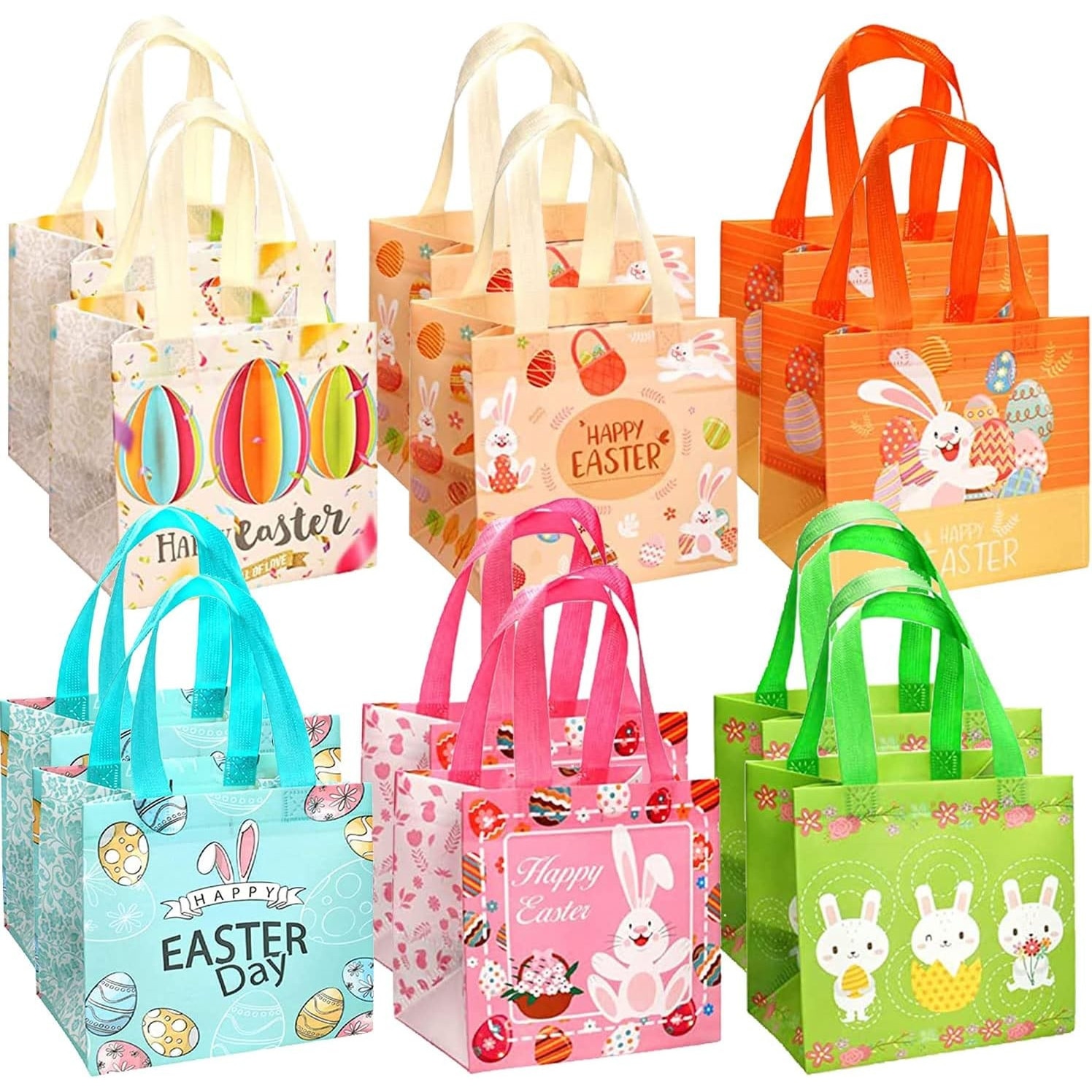 Set 12 torebki prezentare materiale, 6 modele, mix culori, 20x15x21cm ...