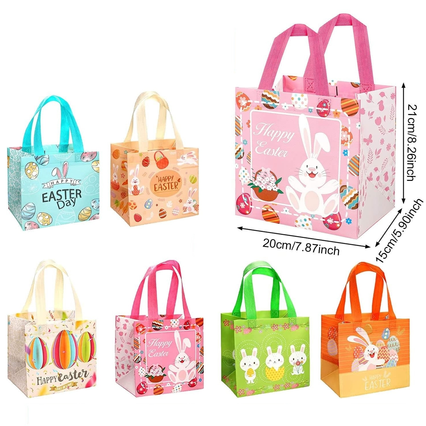 Set 12 torebki prezentare materiale, 6 modele, mix culori, 20x15x21cm ...