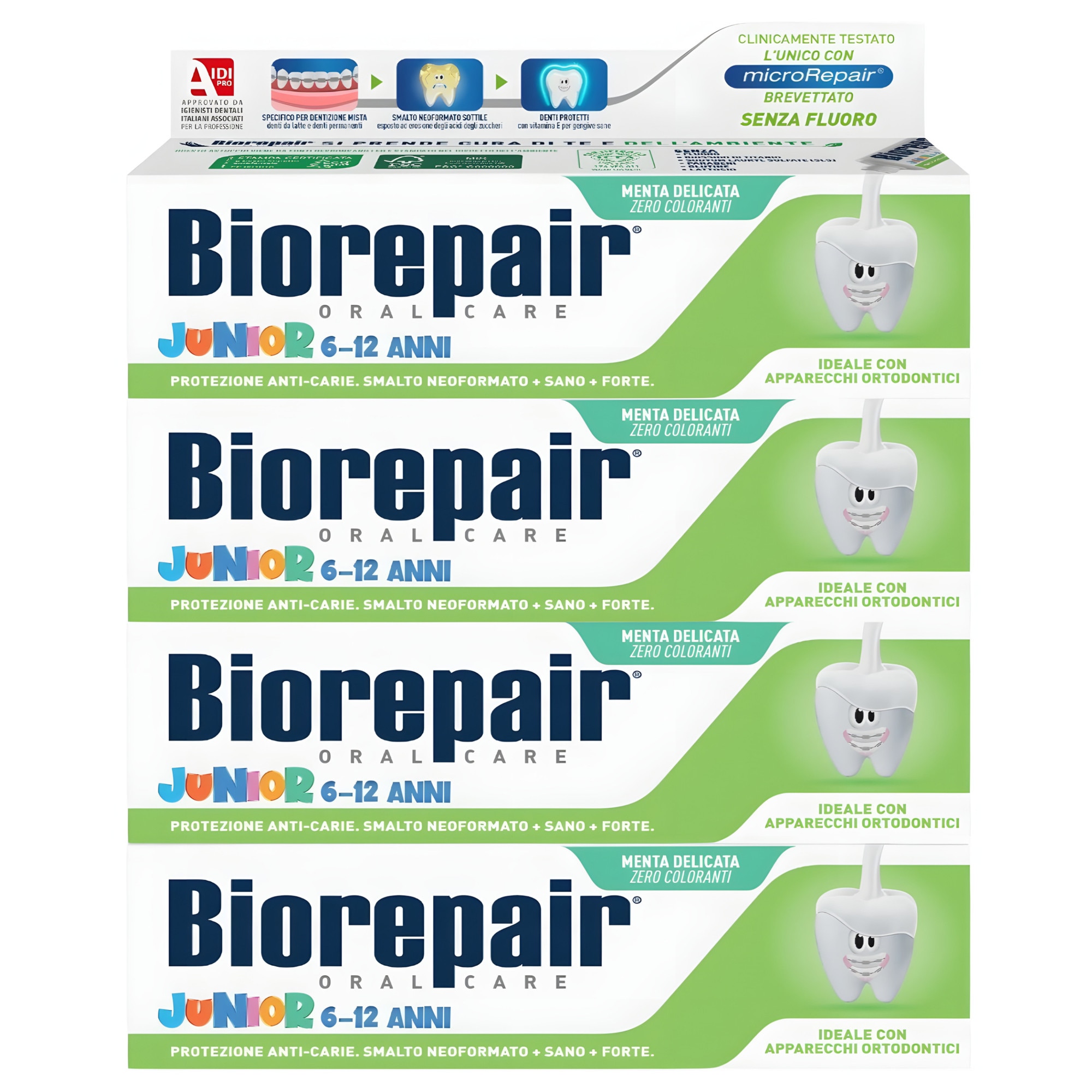 Set, Pasta de dinti BioRepair Junior pentru copii 6-12 ani, 4 x 75 ml ...