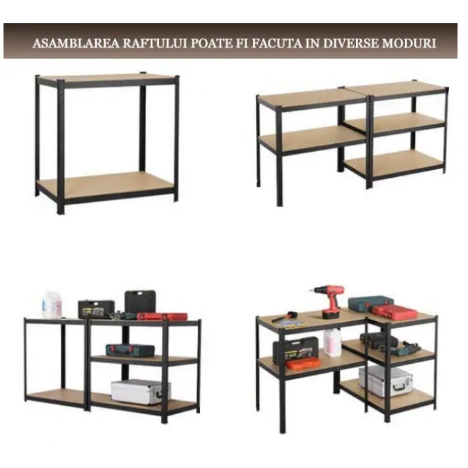 Raft metalic depozitare AVIMAX®, 5 polite MDF, 180x90x40 cm, 175 kg ...