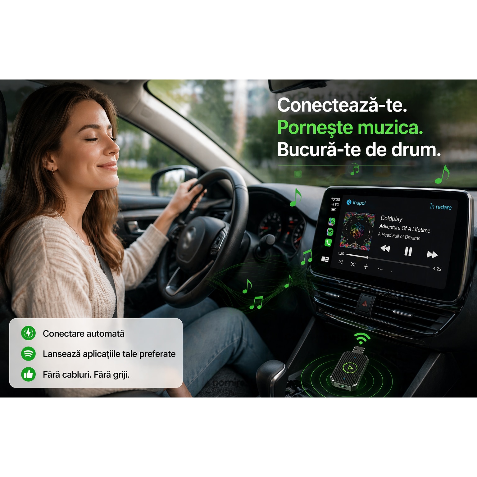 Adaptor CarPlay Wireless si Android Auto Wireless 2-in-1, Xrok ...