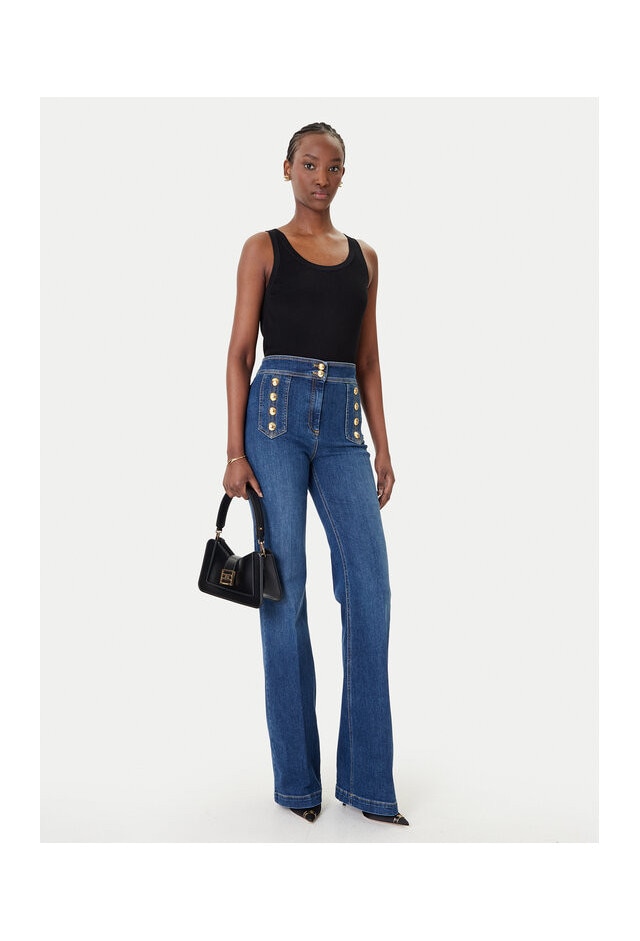 Blugi dama Elisabetta Franchi, bumbac, fermoar, albastru, 30 US - eMAG.ro