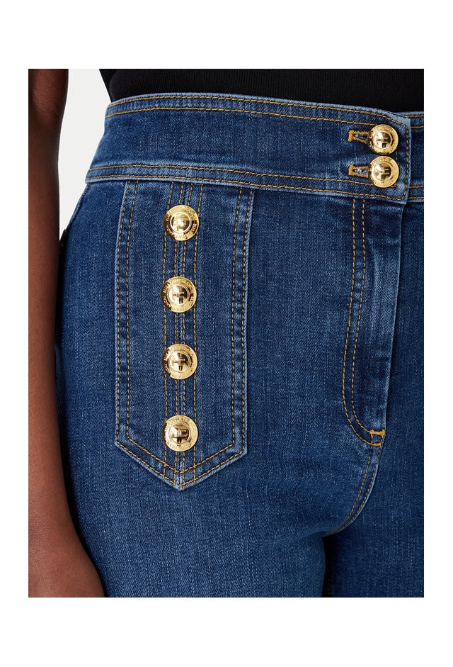 Blugi dama Elisabetta Franchi, bumbac, fermoar, albastru, 30 US - eMAG.ro
