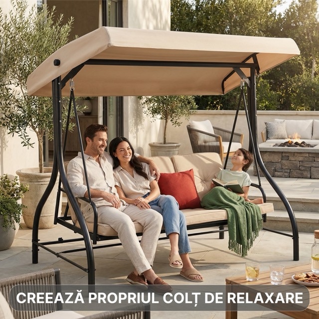 Balansoar Gradina, TOP SCAUNE®, 194x120x173 Cm, Leagan Gradina 3 Locuri ...