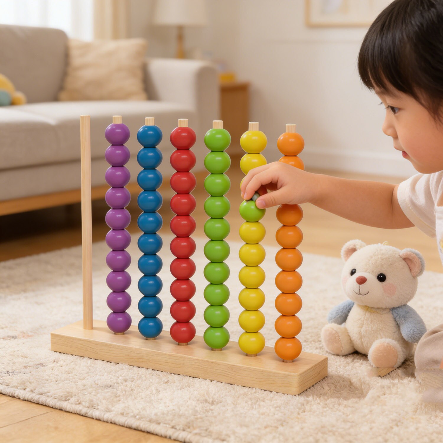 Set jucarii educative pentru copii, Beevme, din Lemn, Multicolor, 21 ...