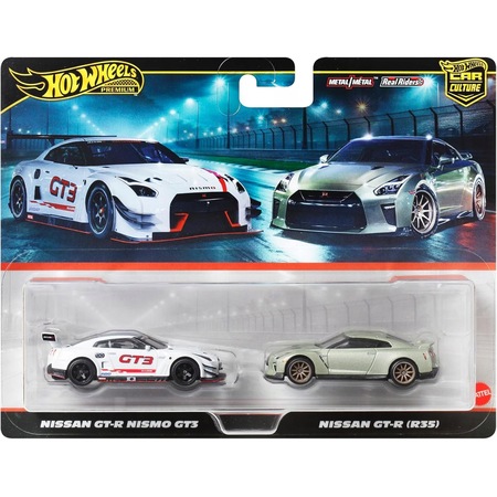 Set mașinuțe, Hot Wheels, Nissan GT-R NISMO GT3 și Nissan GT-R R35 ...
