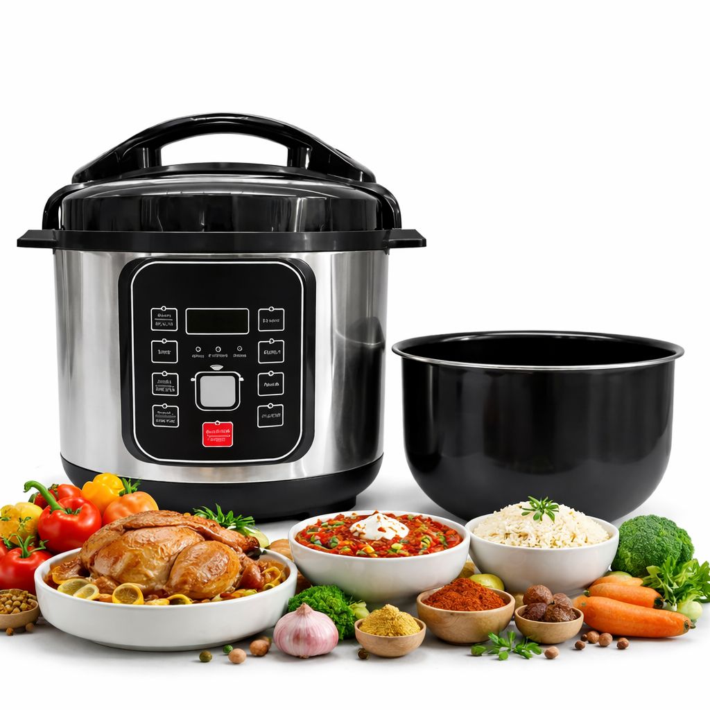 Oala electrica sub presiune 6L, 1200W, Multicooker digital cu 12 ...
