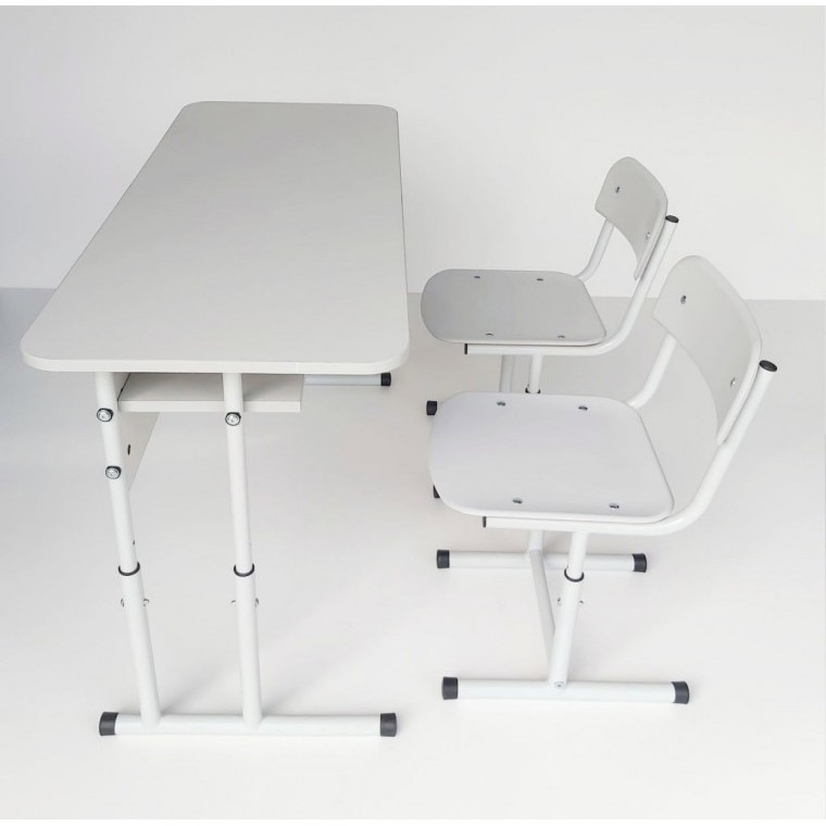 Banca scolara dubla cu 2 scaune, OEM, reglabila 64-82 cm, cadru metalic ...