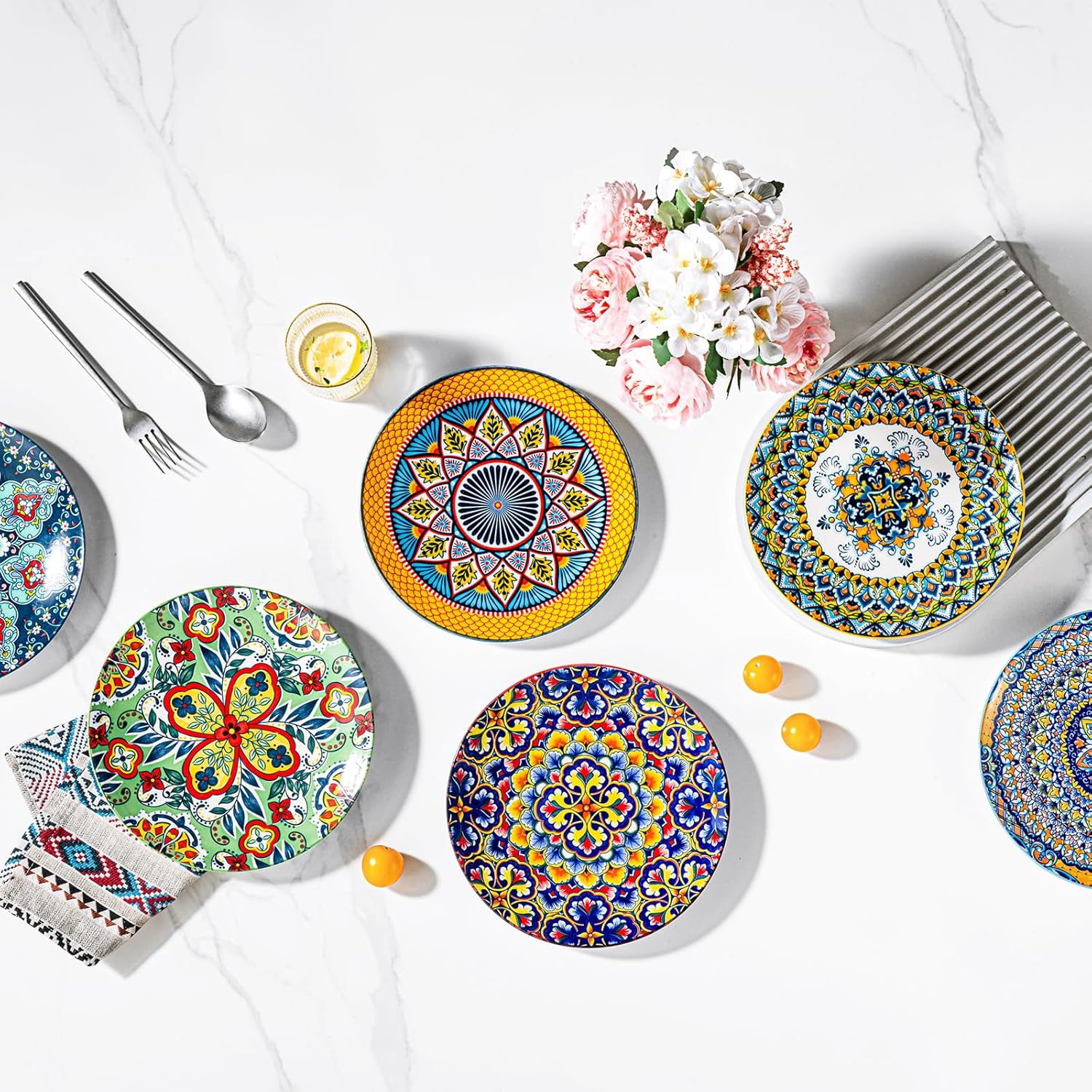 HENXFEN LEAD Farfurii ceramice pentru desert, salata 8,5 inch, set de 6 ...