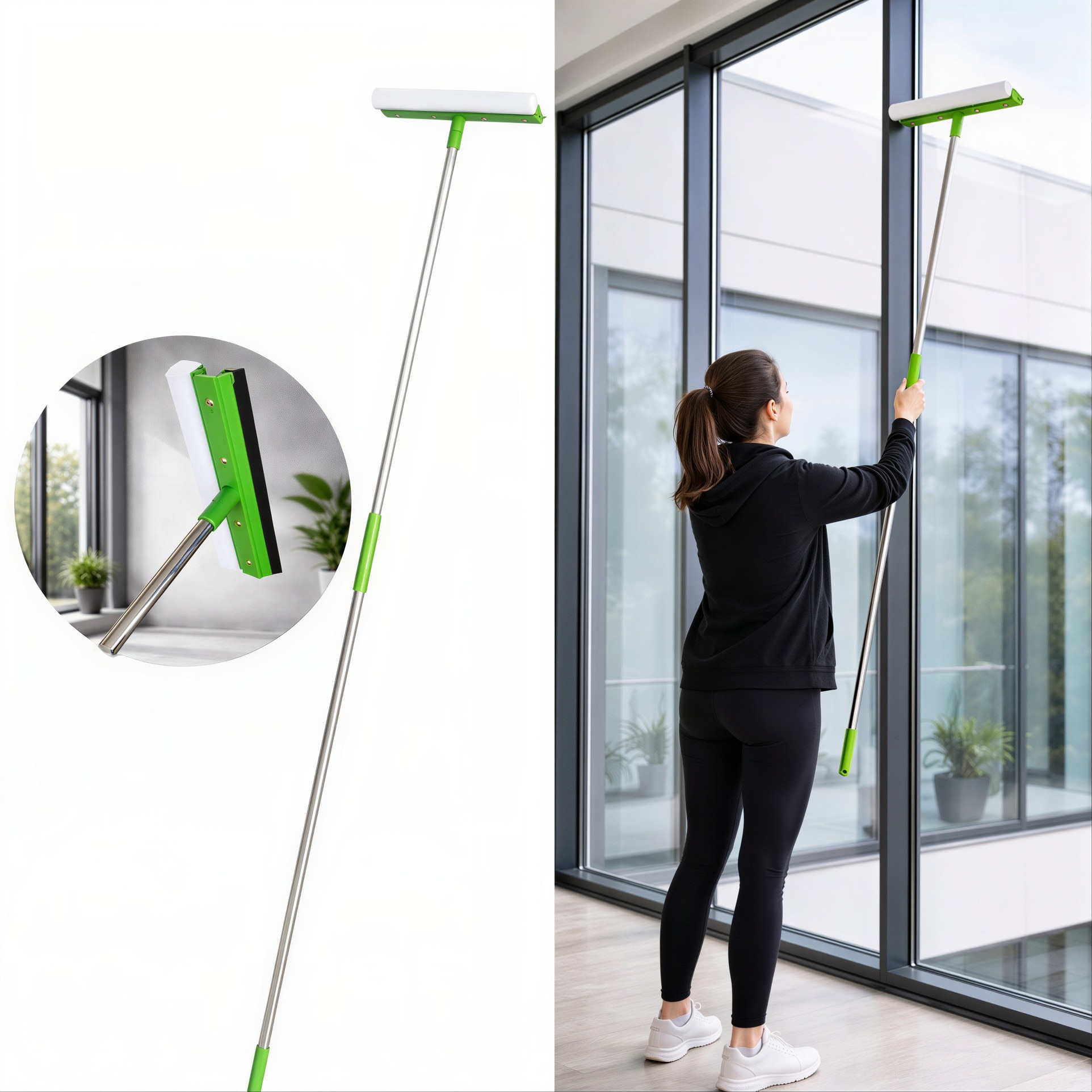 Mop Pentru Geamuri Cu Maner Telescopic, 195 Cm, Racleta Si Burete 2 In ...