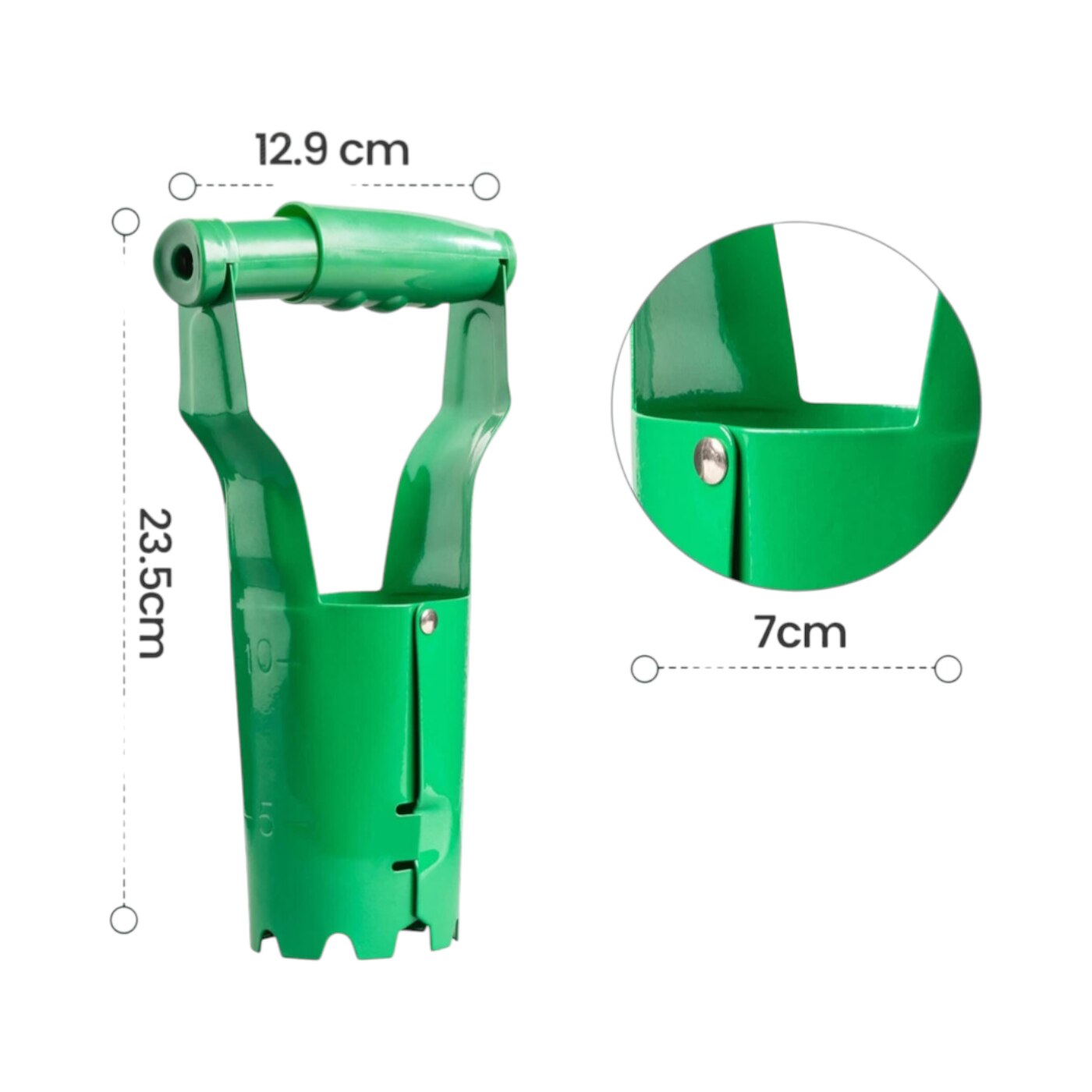 Plantator Manual Verde Cu Arc Metalic, diametru 7 cm, lungime 23.5 cm ...