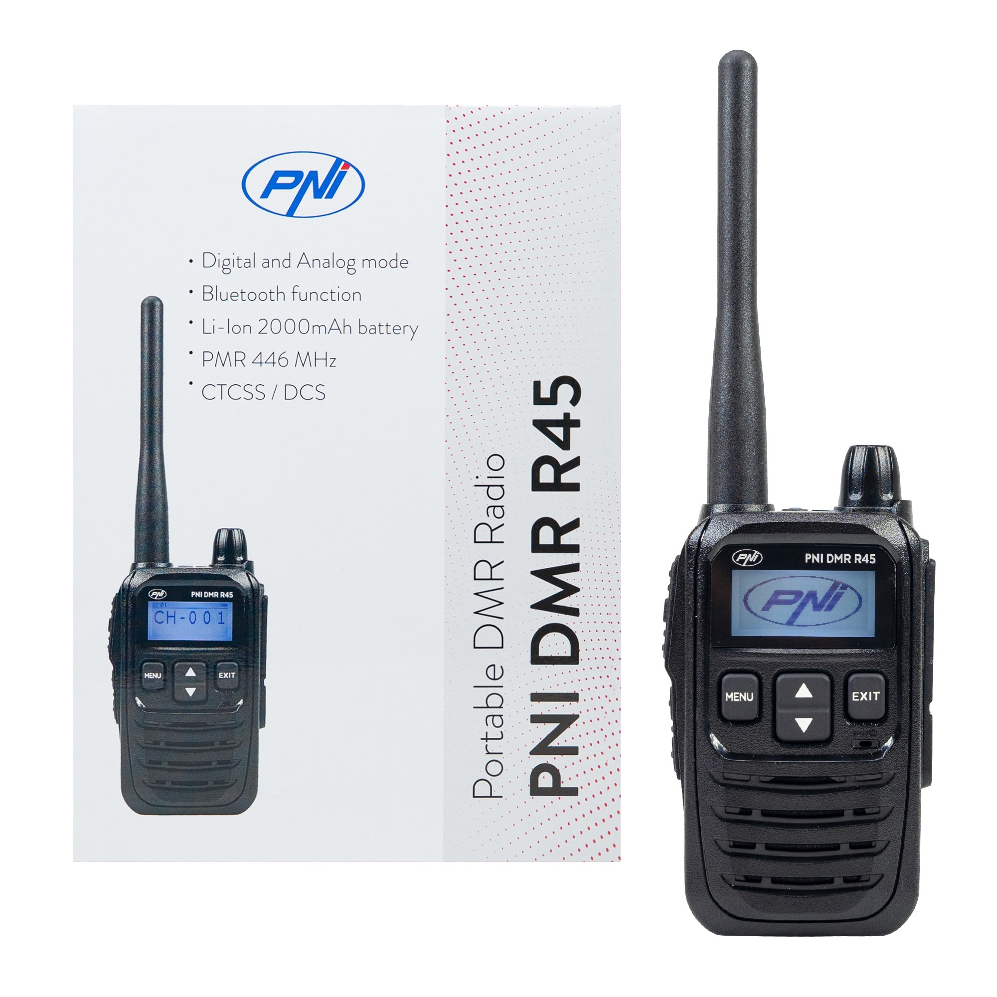 Statie radio portabila PNI DMR R45, digital si analogic, 16 canale, set ...