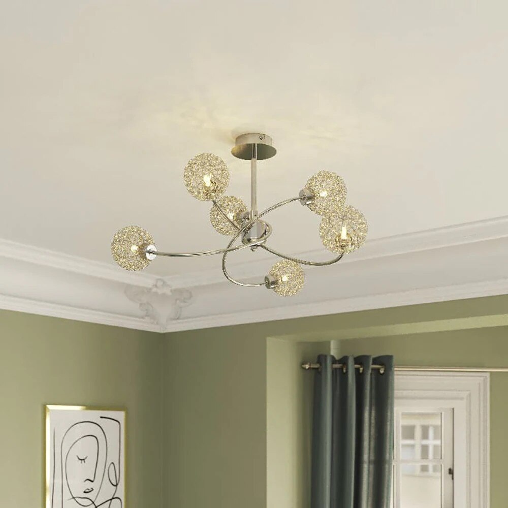 Lampa GOODHOME Caelus, 6 x G9, 40W, metal, argintiu - eMAG.ro