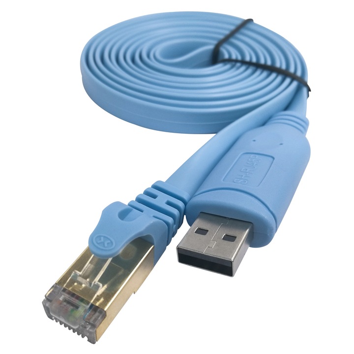 Cablu USB la consola SH-RJ45P, 1.8M, cip PL2303GT, pentru routere si ...