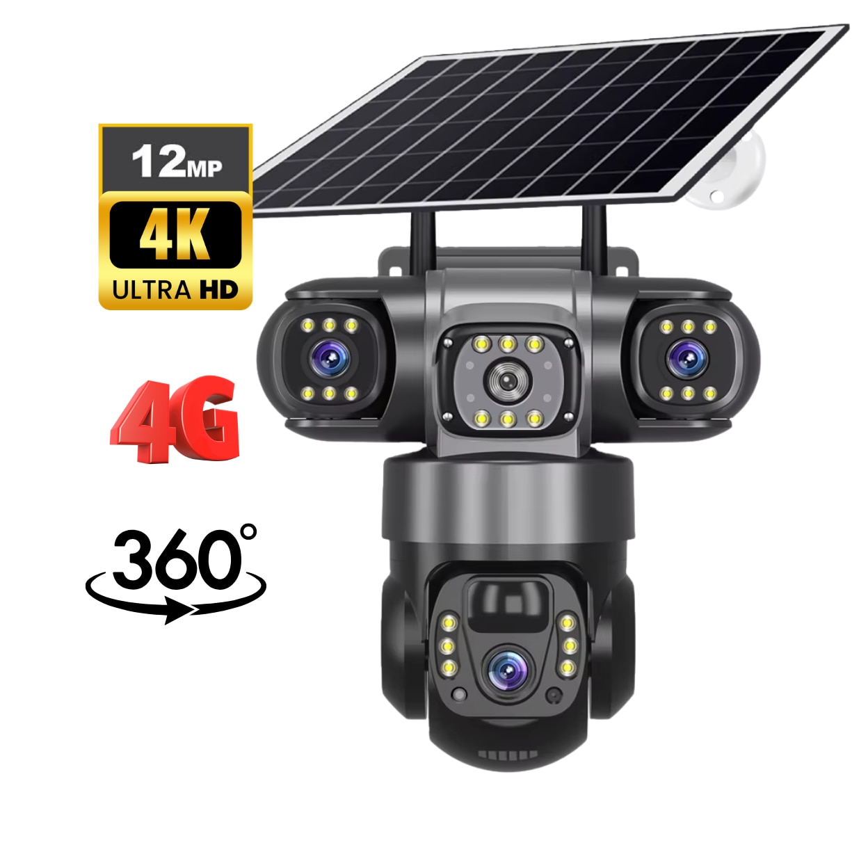 Camera de supraveghere video tripla cu panou solar si cartela SIM 4G ...