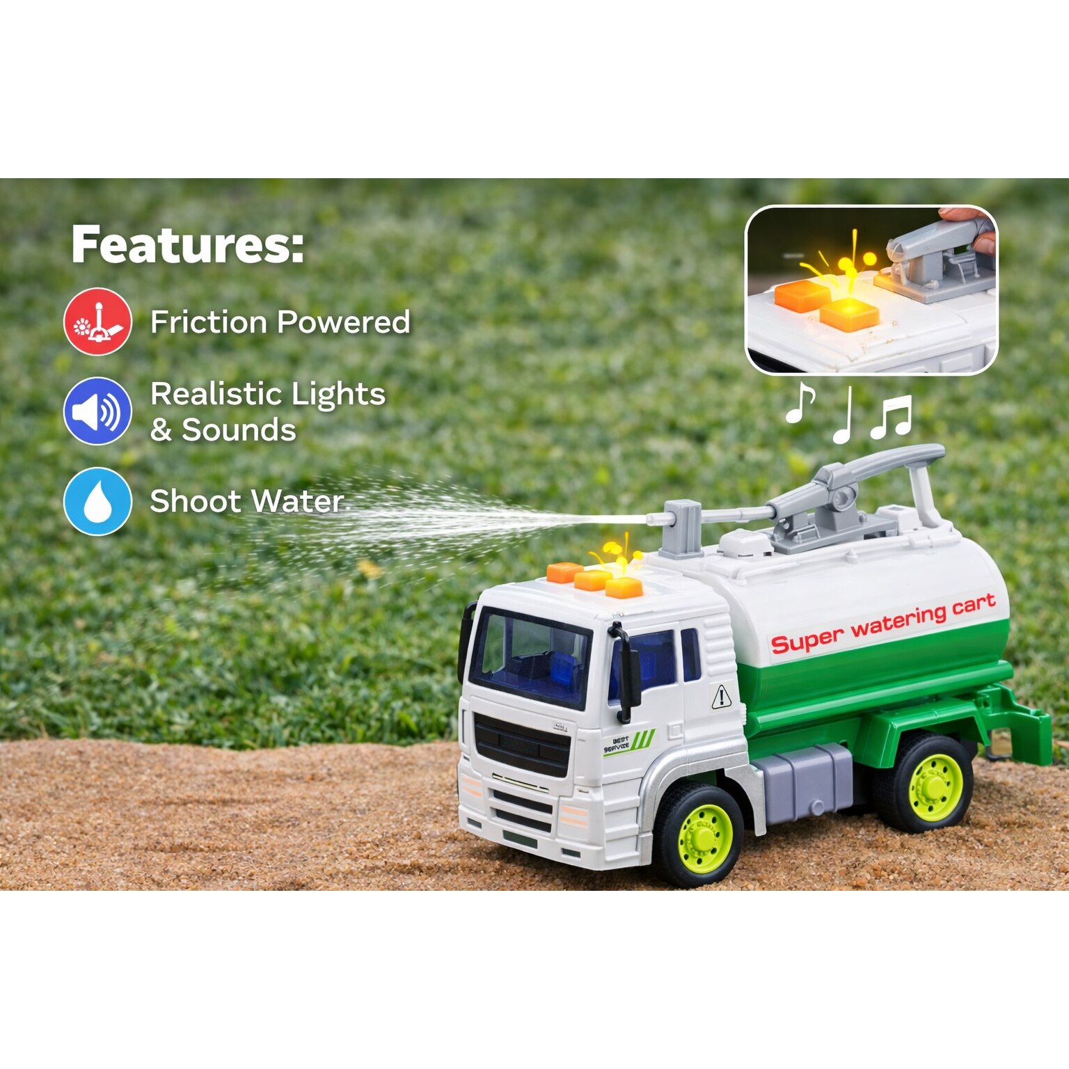 Camion cisterna de jucarie cu functie apa, lumini si sunete, functie ...