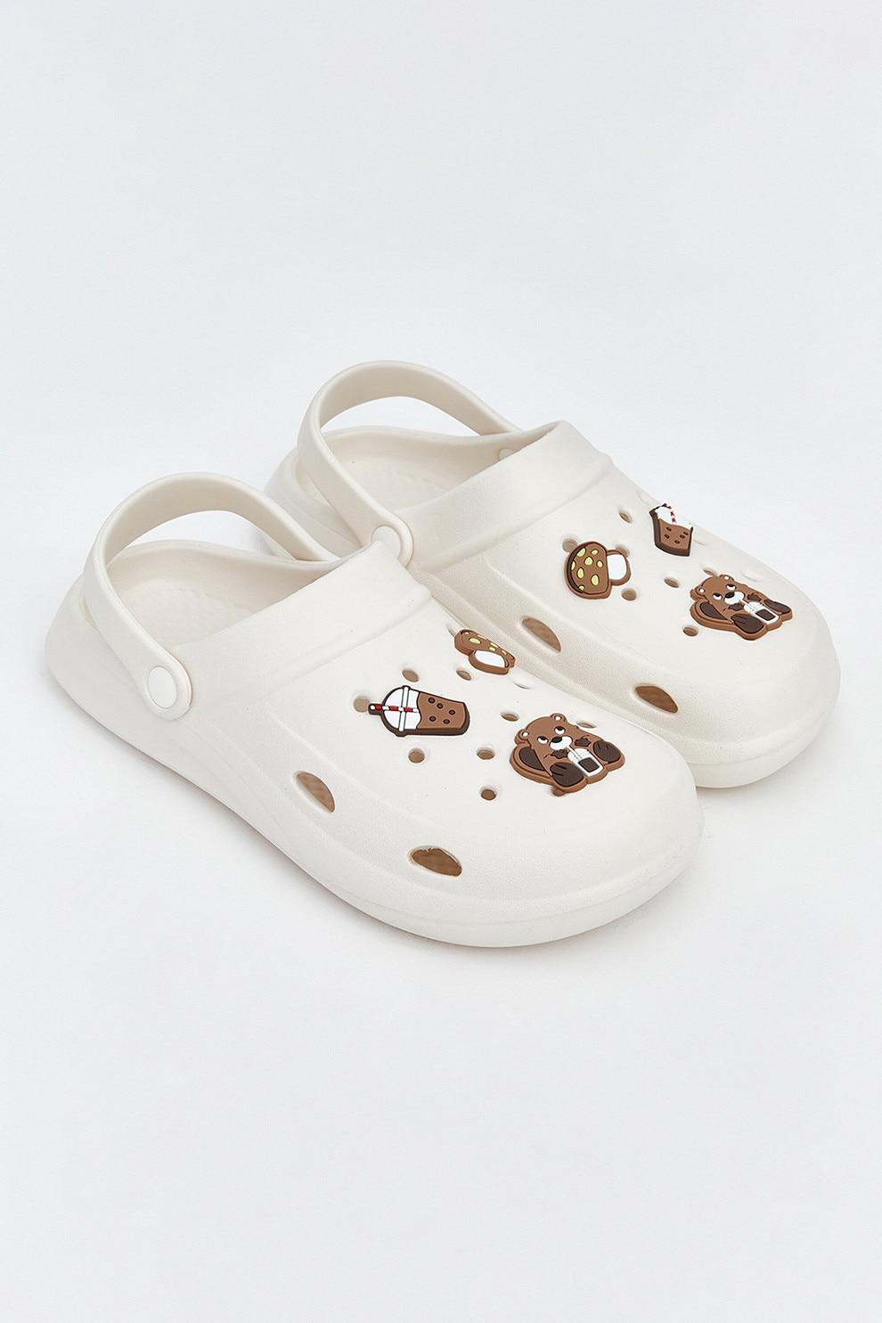LC WAIKIKI, Saboti perforati cu bareta slingback, Alb fildes, Maro, 31 ...