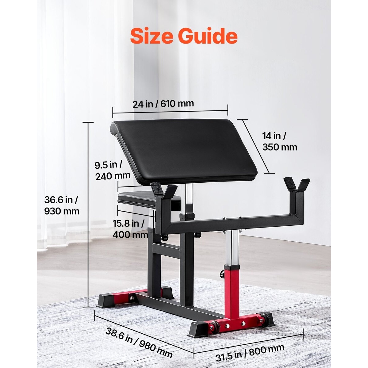 VEVOR Preacher Curl pad, erősítő gép, max. teherbírás 200 kg, fekete és ...