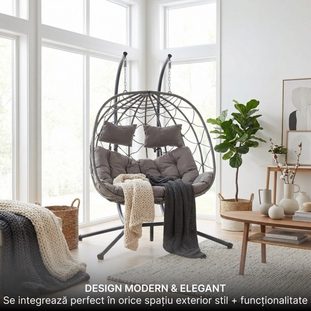 Leagan Tip Cuib Dublu Suspendat, TOPSCAUNE®, Fotoliu Leagan Cu Cos ...
