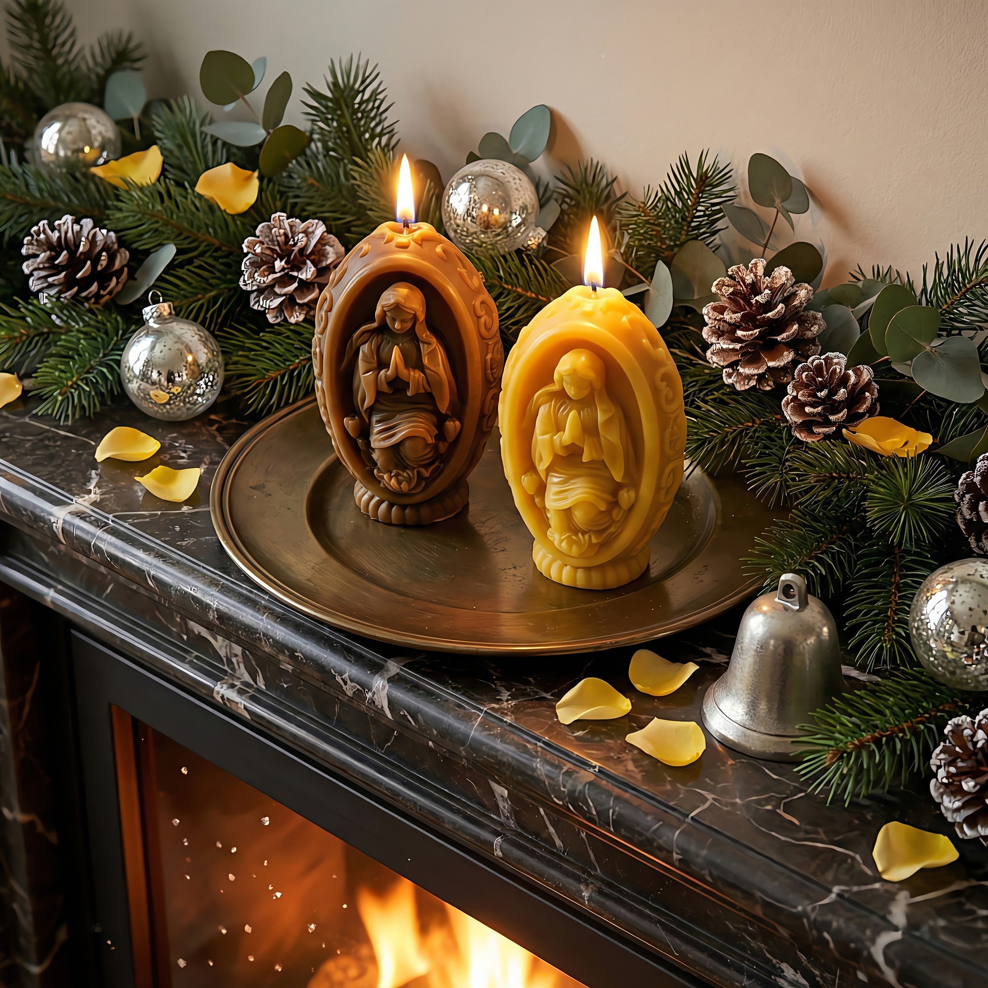 Свещ от естествен пчелен восък, Happy Candles, Молитва на Дева Мария ...