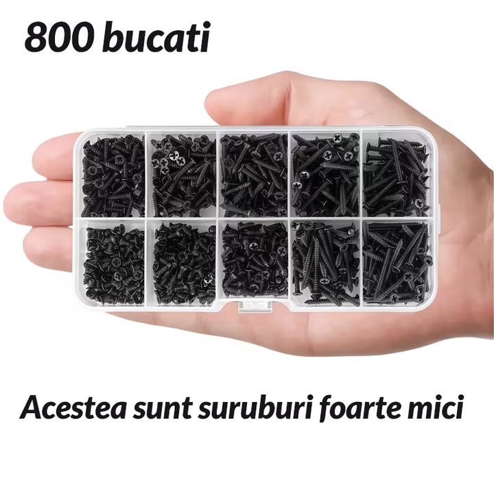 Set 800 suruburi auto-filetante M2 diferite lungimi, din otel carbon ...