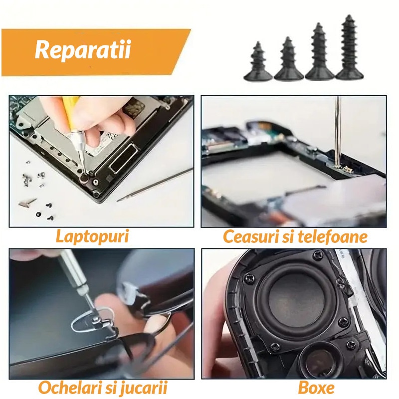 Set 800 suruburi auto-filetante M2 diferite lungimi, din otel carbon ...