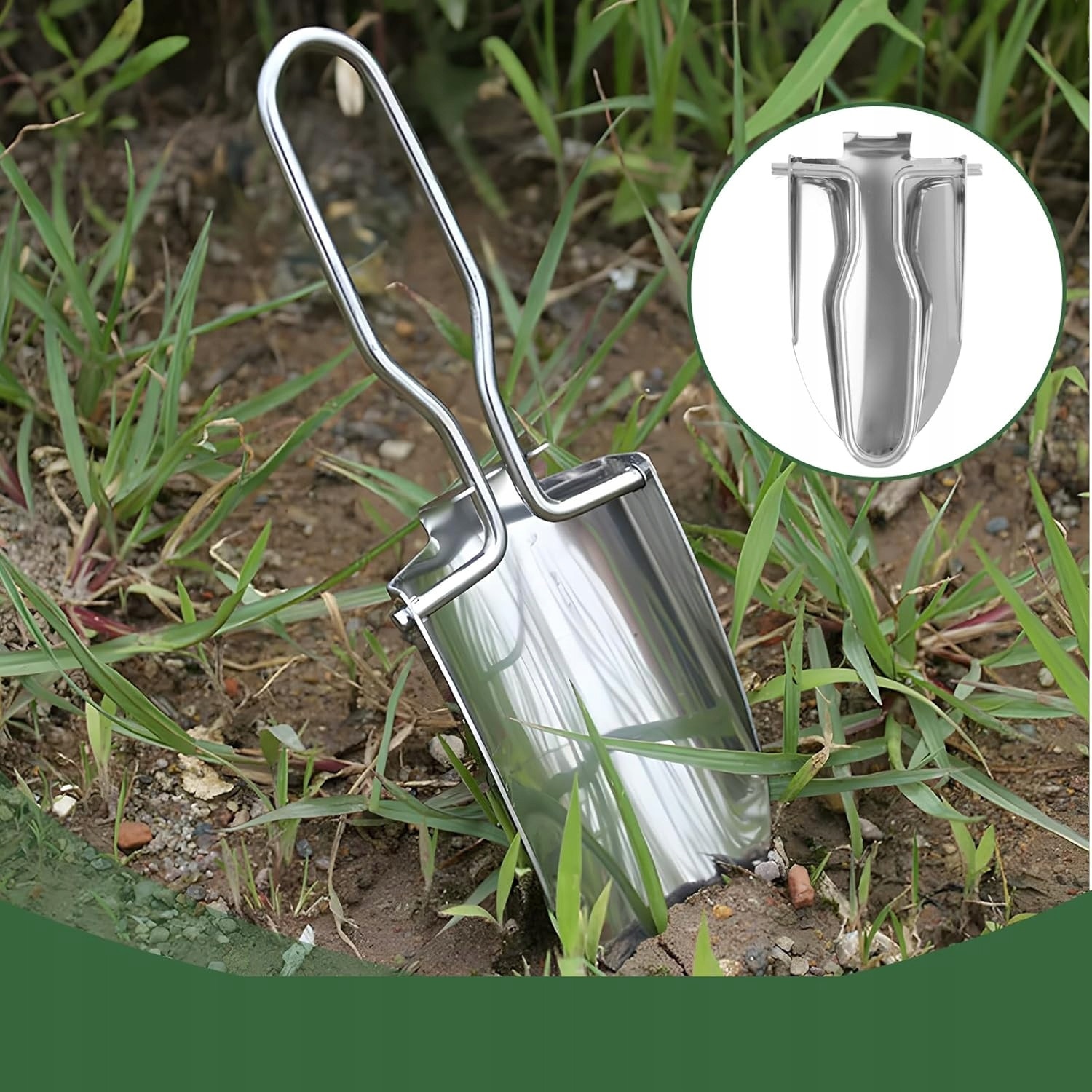 Lopata multifunctionala pliabila din inox, 23x13cm, argintie, set cu ...