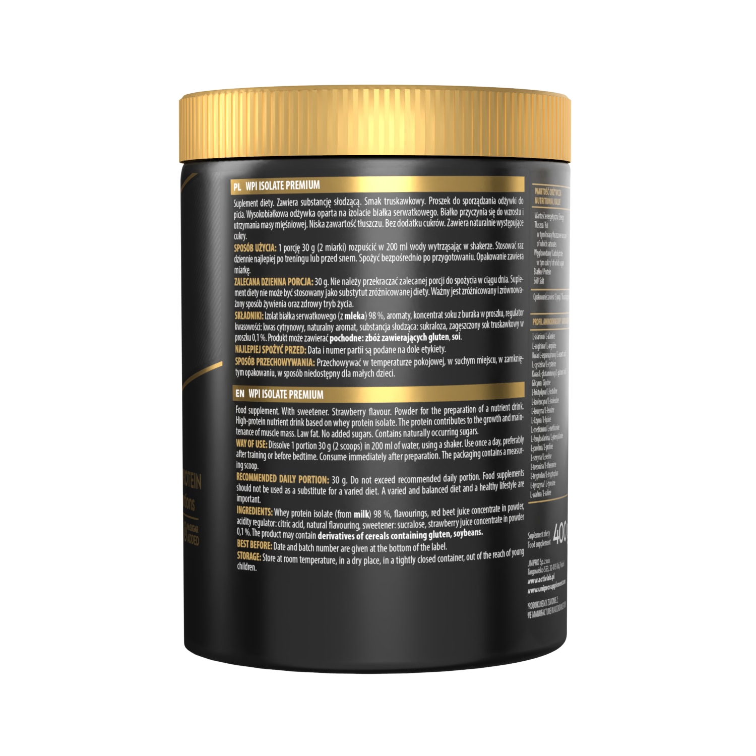 Activlab WPI Isolate Premium 400 g, proteina din zer izolata 85%, pudra ...