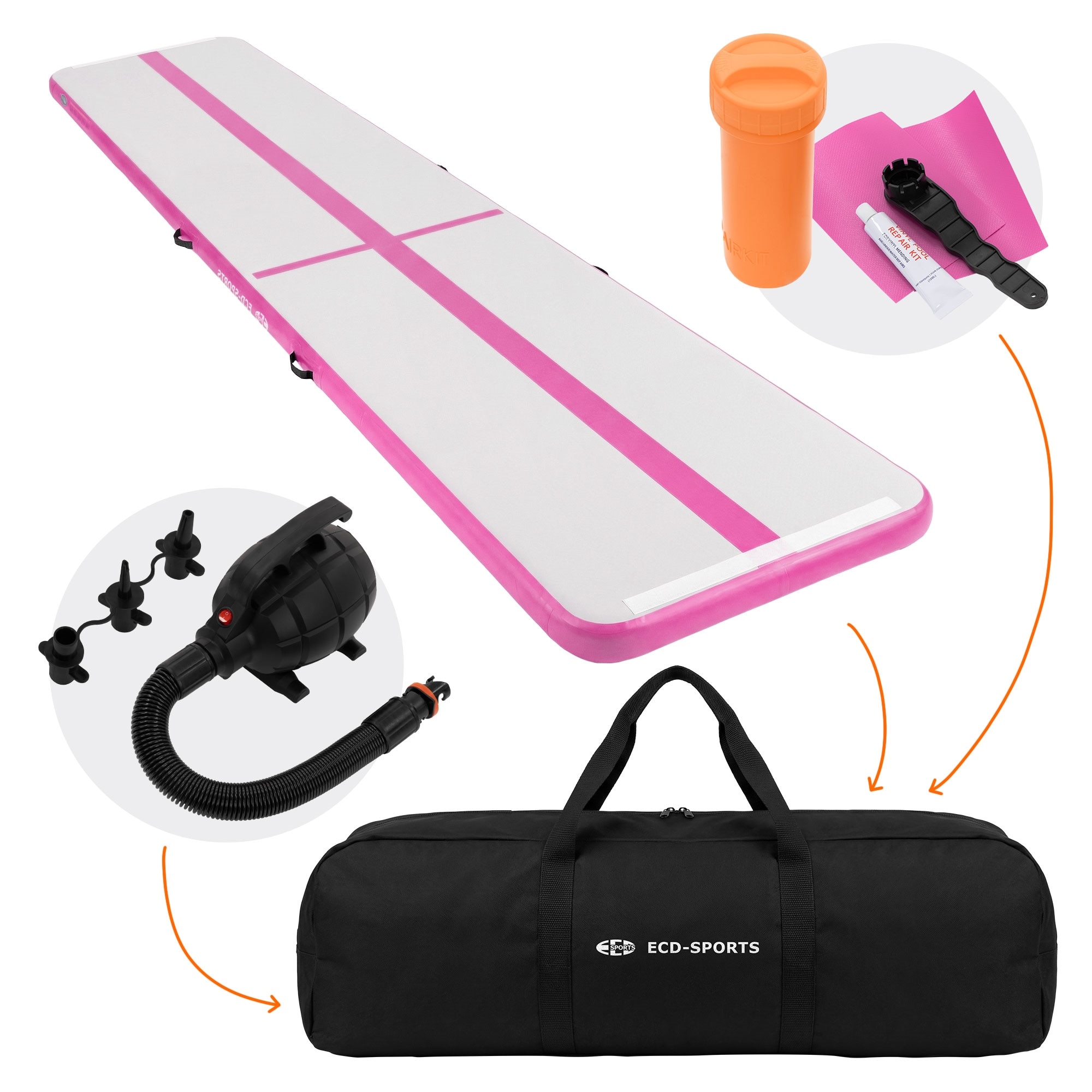 Saltea gonflabila gimnastica Airtrack ECD Germany 5 m, roz, pentru ...