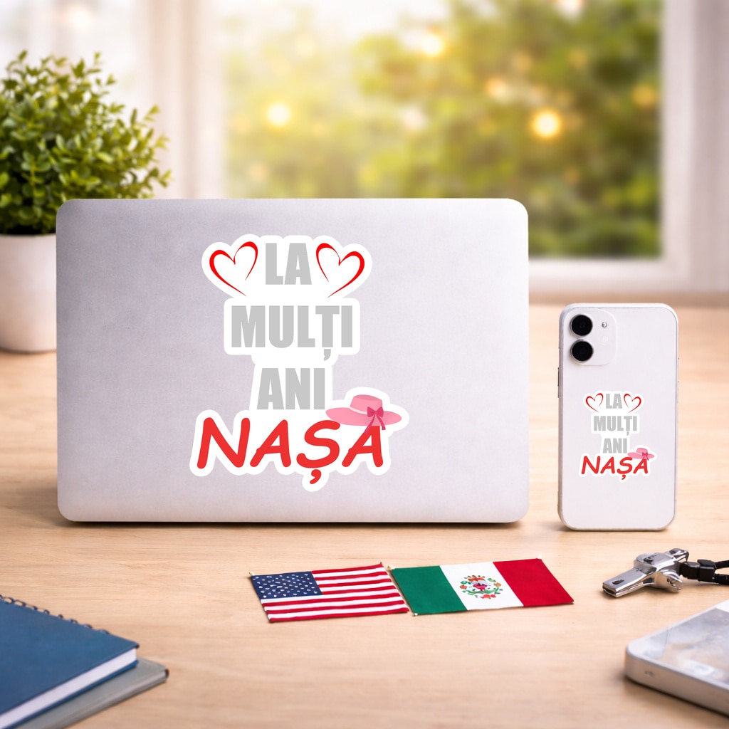 Sticker La Multi Ani Nasa Model Roz, Autoadeziv, Cool Funny Texte, Cri ...