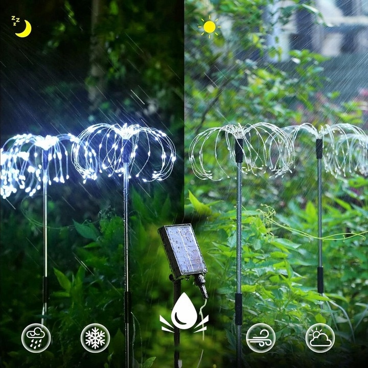 Set 4 lampi solare de gradina, lumini solare 480 LED (120/lampa), cu ...