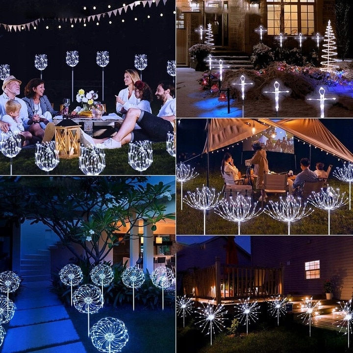 Set 4 lampi solare de gradina, lumini solare 480 LED (120/lampa), cu ...