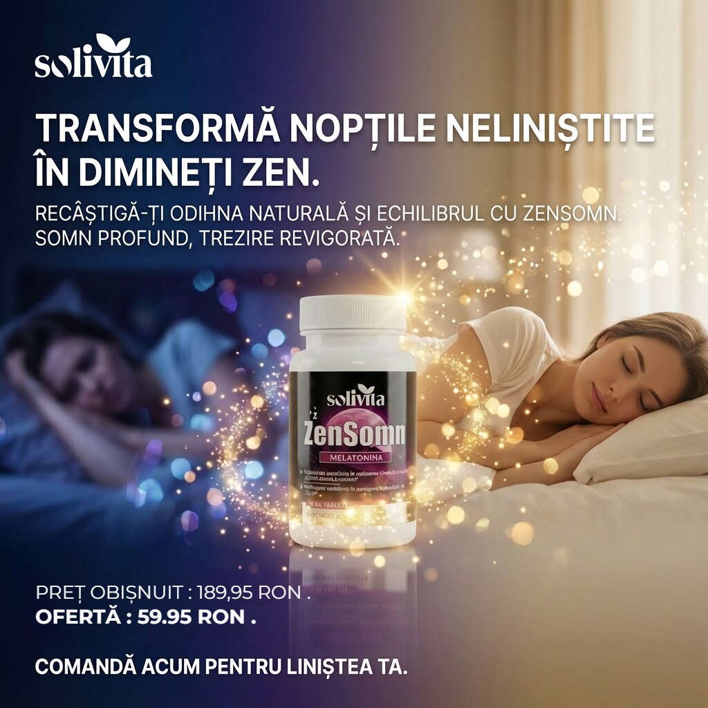 Solivita ZenSomn, melatonina 1 mg, 30 capsule, suport somn linistit ...
