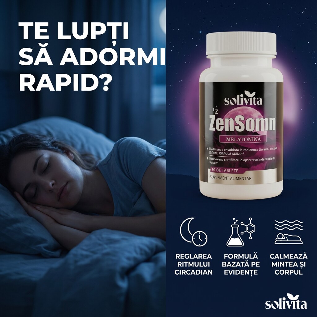 Solivita ZenSomn, melatonina 1 mg, 30 capsule, suport somn linistit ...