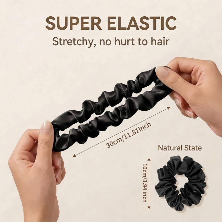 Elastic de par din 100% matase naturala 22 momme, Gri inchis ...
