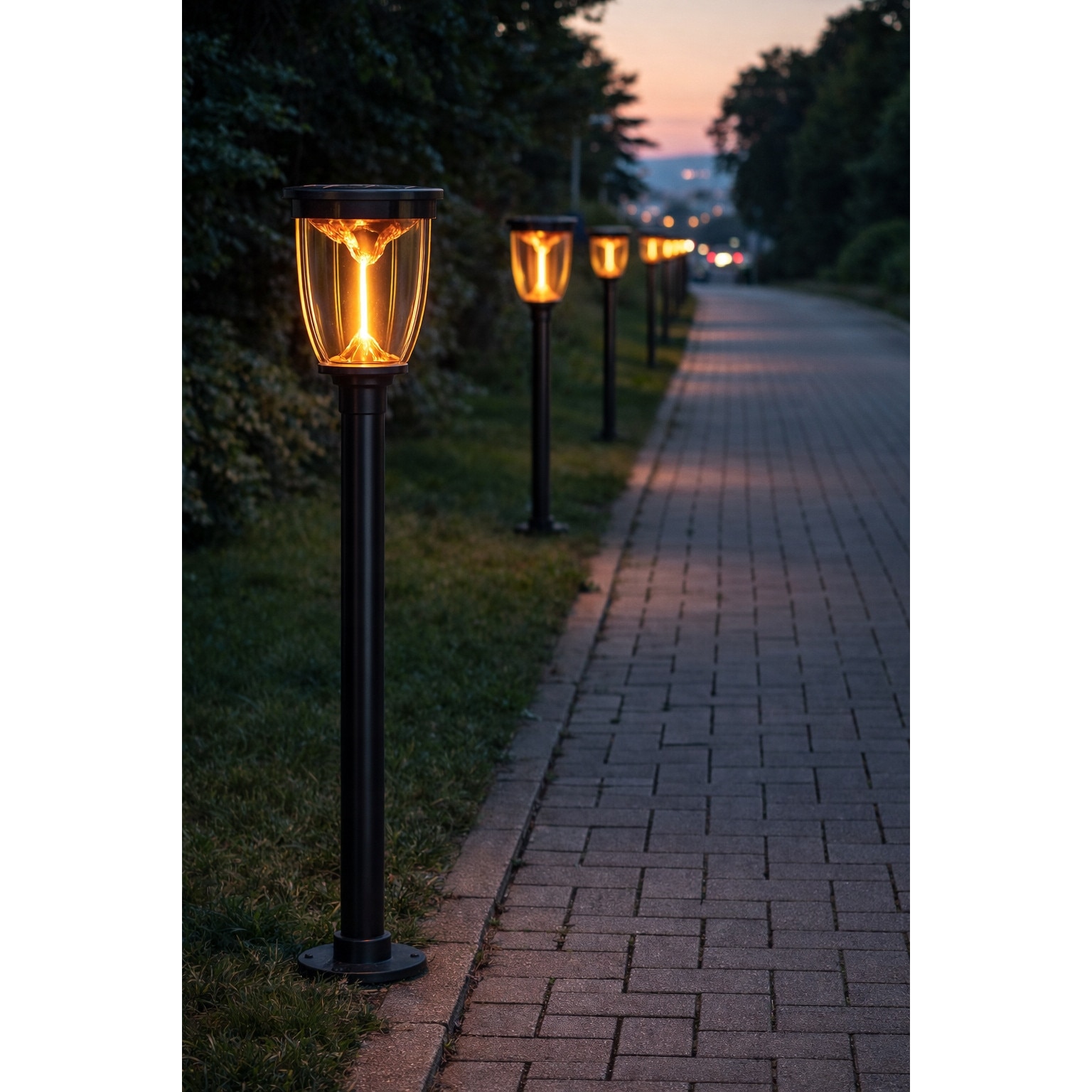 Lampa solara eleganta RGR 80cm, lumina calda 3000K, senzor de amurg ...