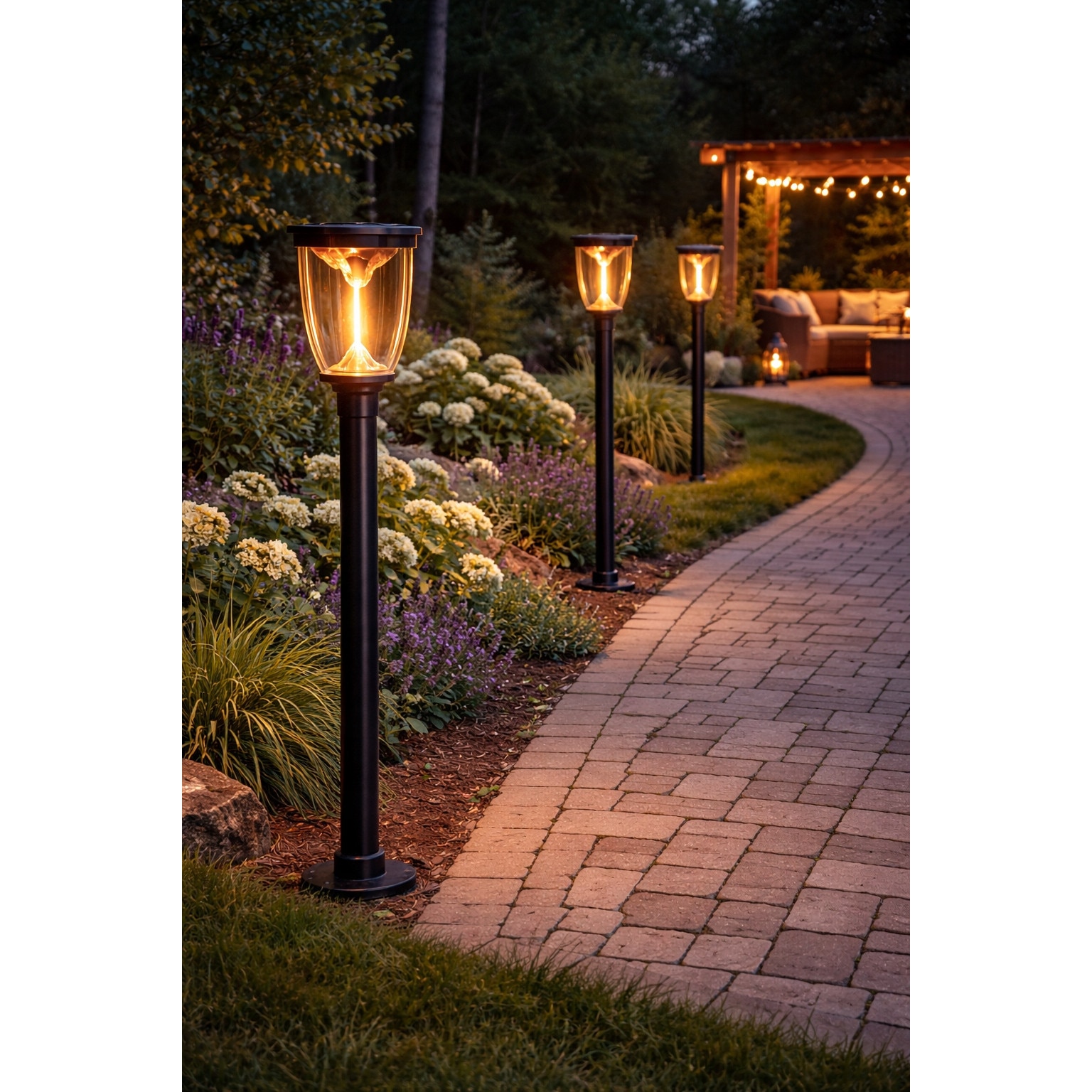 Lampa solara eleganta RGR 80cm, lumina calda 3000K, senzor de amurg ...
