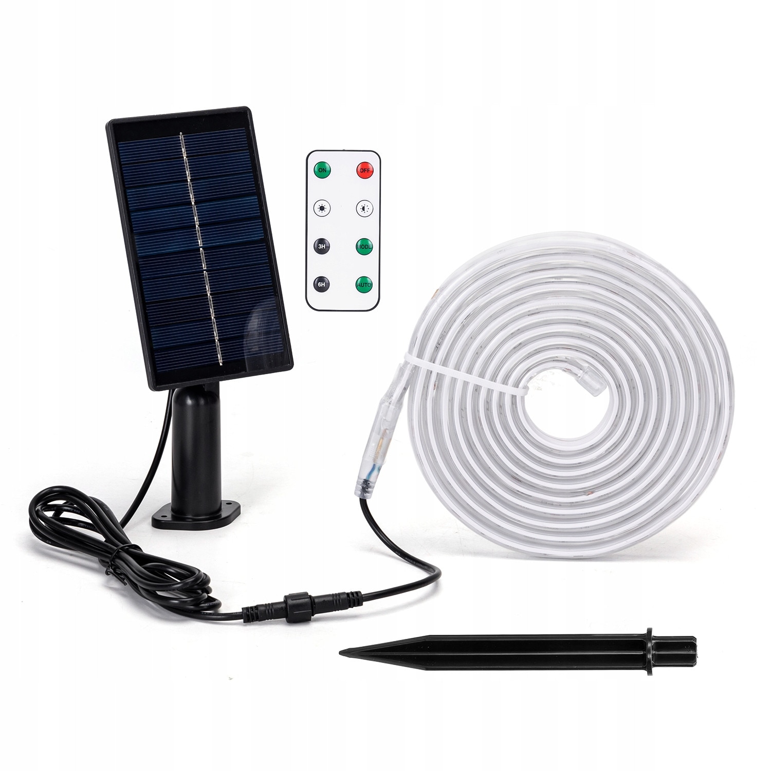 Banda LED solara 3m 30W RGB IP65 cu panou solar si suport de montaj ...