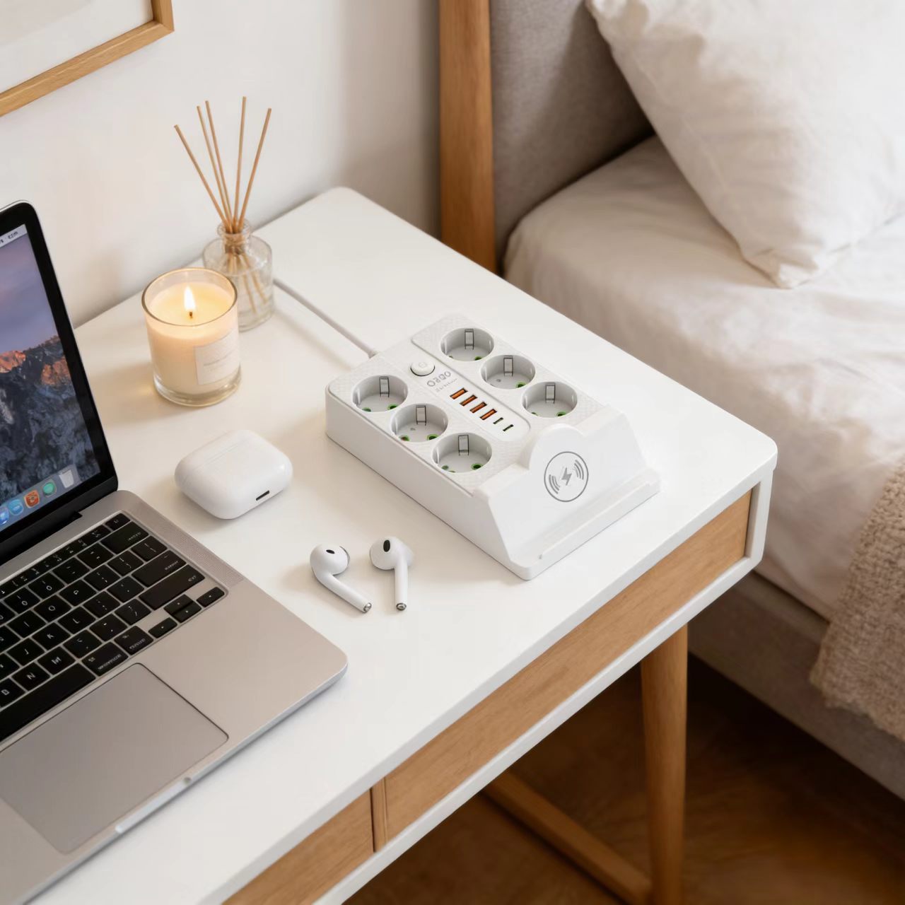 Prelungitor 6 prize, QingLan, 4 USB, 2 USB-C, 10A, incarcare wireless ...
