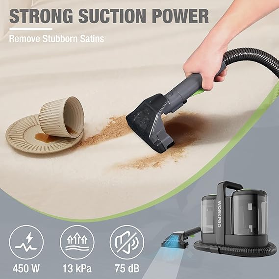 WORKPRO Washing Vacuum – Aspirator pentru tapiterie 450 W, 13 kPa ...