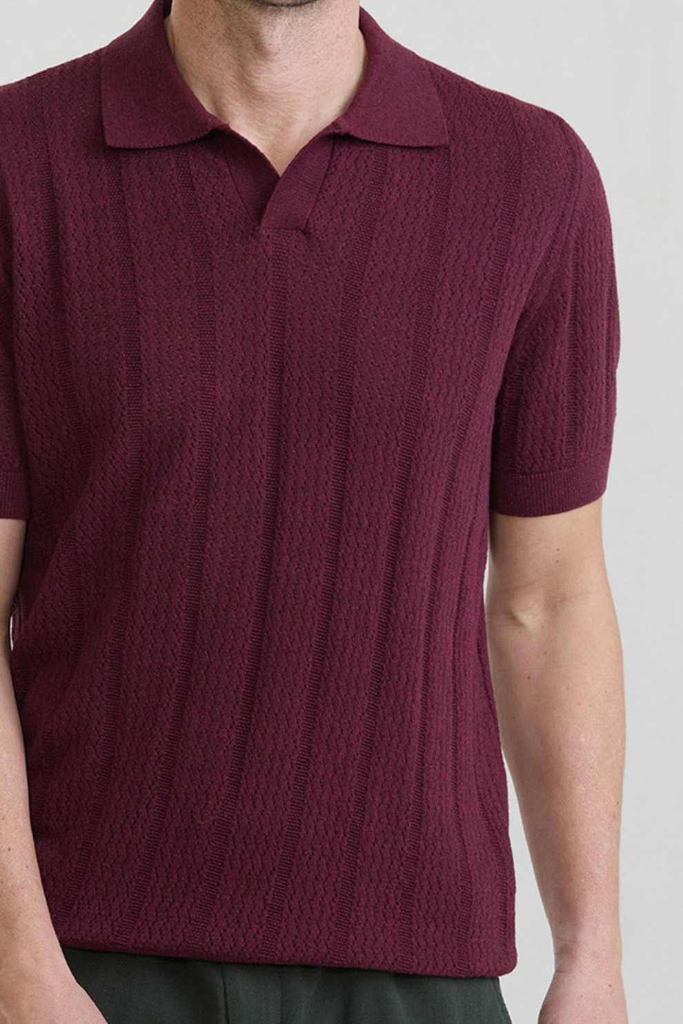 Felix Hardy, Tricou polo din bumbac cu aspect tricotat, Visiniu, XL ...