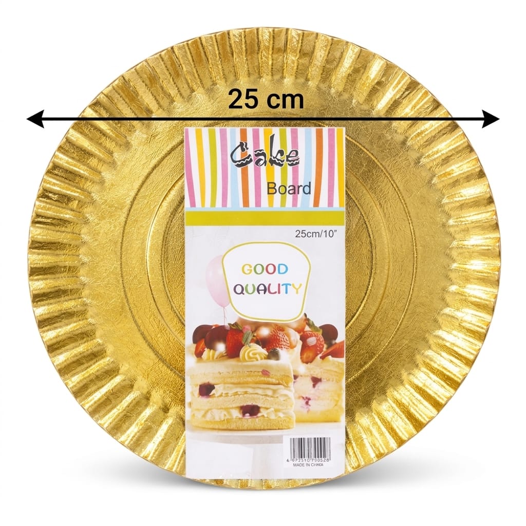 Platou rotund din carton auriu pentru tort si prajituri, 25 cm, set 5 ...