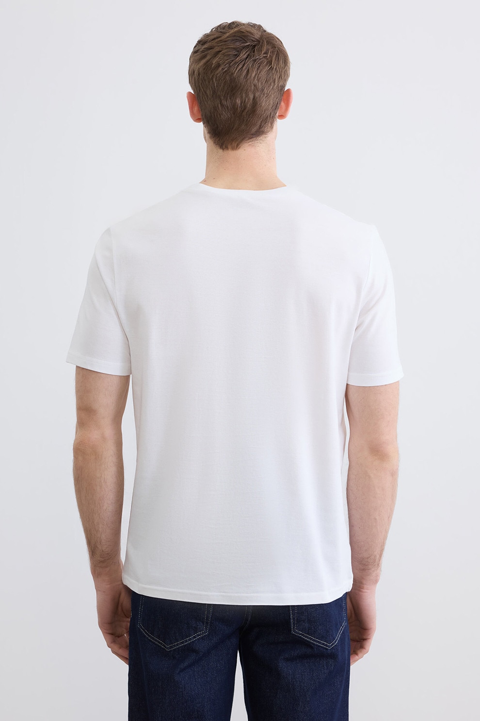 LC WAIKIKI, Tricou cu decolteu la baza gatului si imprimeu text, Alb ...